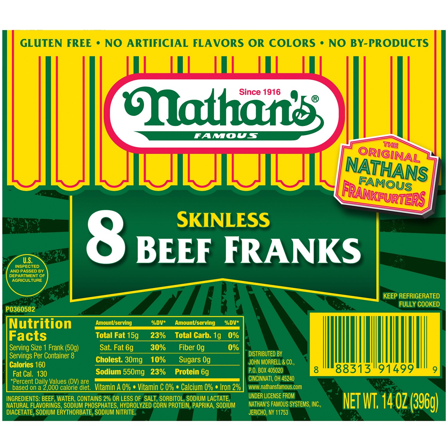 Order Nathan's Famous Skinless Beef Franks | Fast Delivery