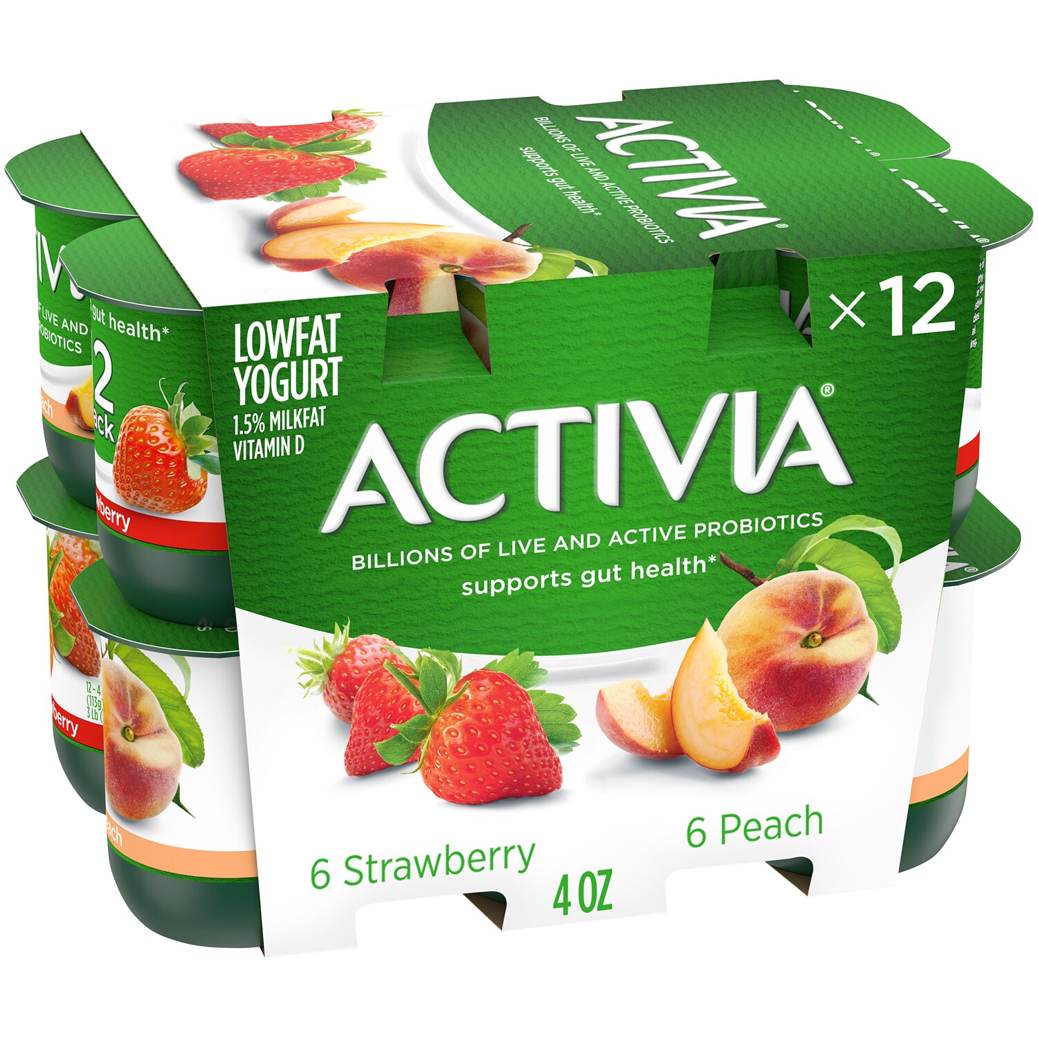 Order Dannon Activia Lowfat Yogurt, Peach and Strawberry | Fast Delivery