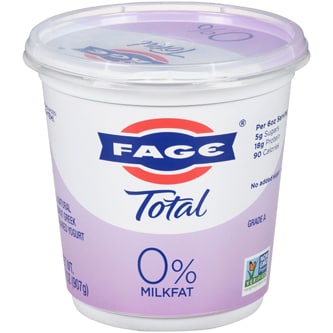 Fage TOTAL 0% Greek Yogurt, Plain, 16oz | FreshDirect