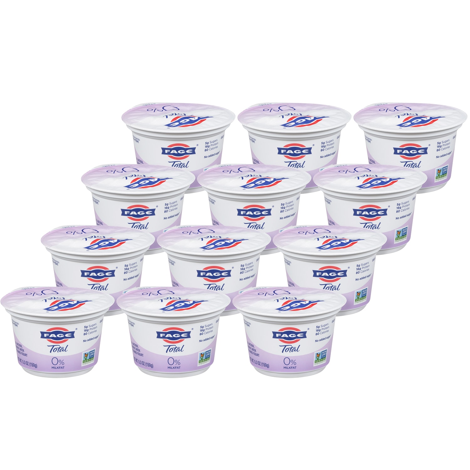 Fage TOTAL 0% Greek Yogurt, Plain, 12ct | FreshDirect