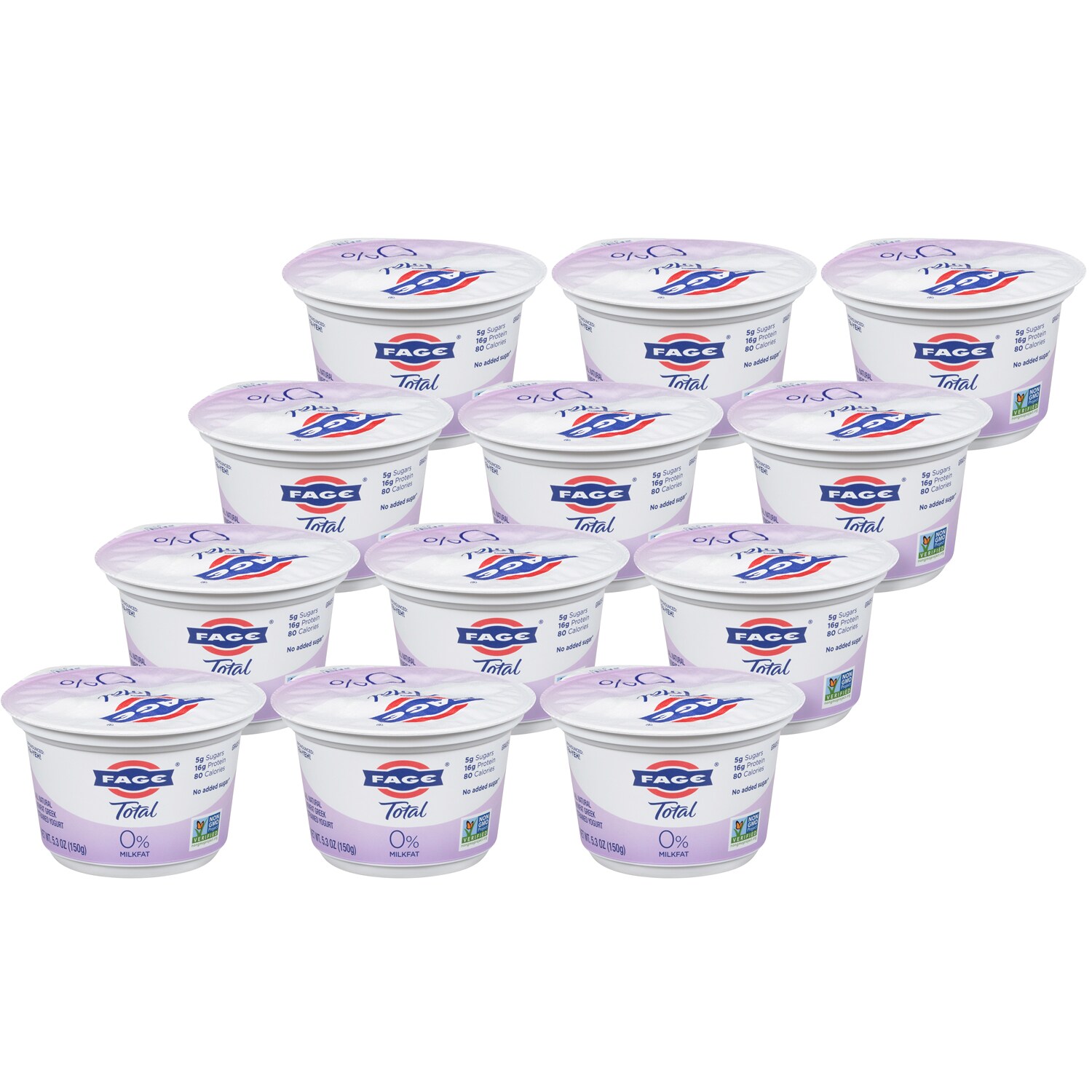 Fage TOTAL 0% Greek Yogurt, Plain, 12ct | FreshDirect