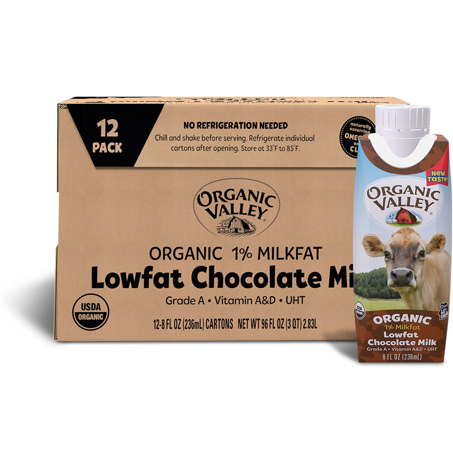 Organic Valley 1% Low-Fat Chocolate Milk, 12ct | FreshDirect