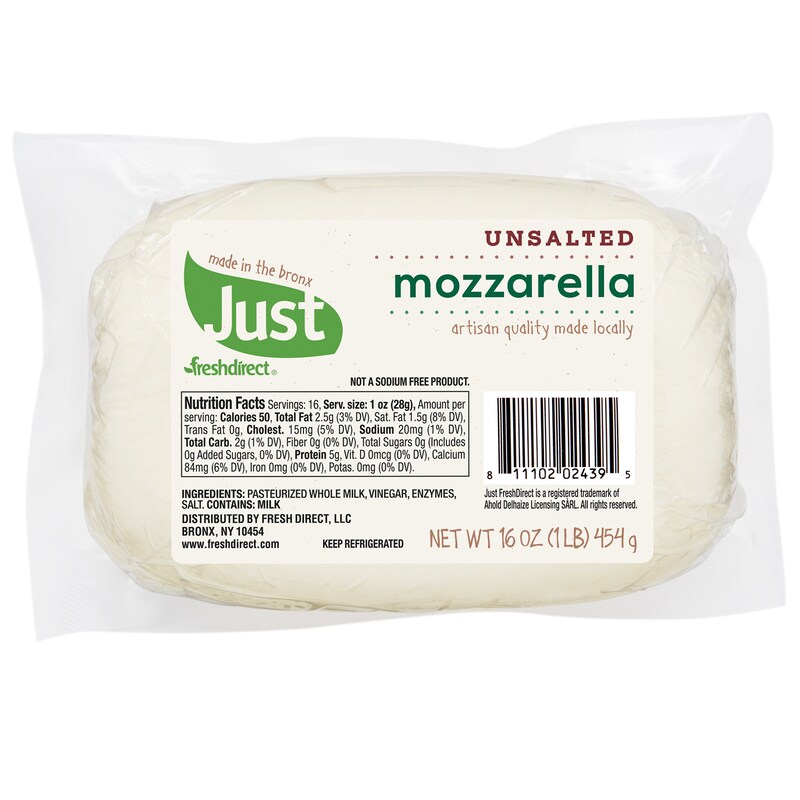 Order Just FreshDirect Local Fresh Unsalted Mozzarella | Fast Delivery