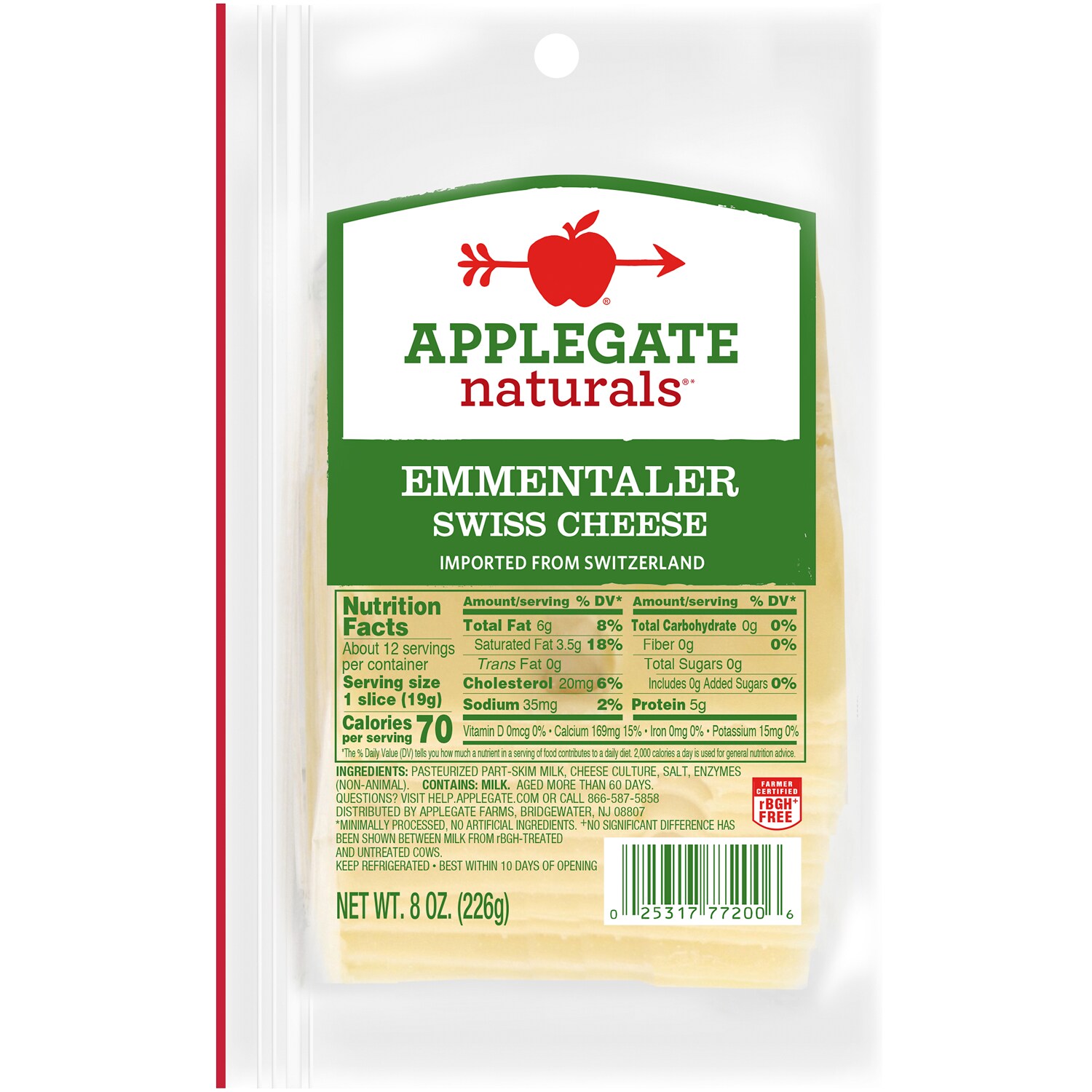 Order Applegate Naturals Emmentaler Swiss Cheese | Fast Delivery
