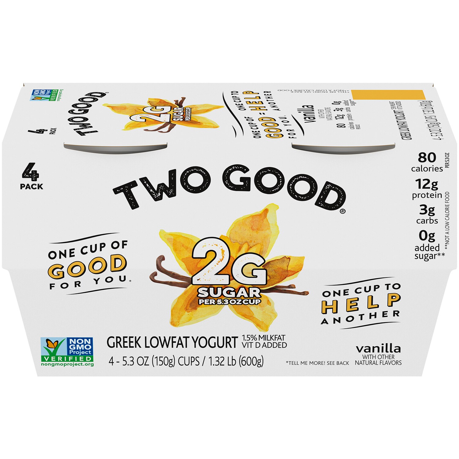 Two Good Lowfat Greek Yogurt, Vanilla, 4ct | FreshDirect