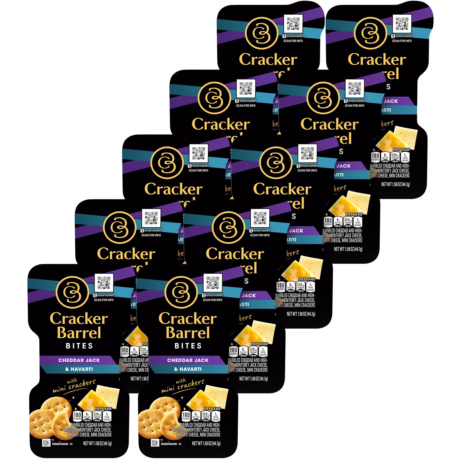 Cracker Barrel Bites, Cheddar Jack & Havarti with Mini Crackers, 10ct ...