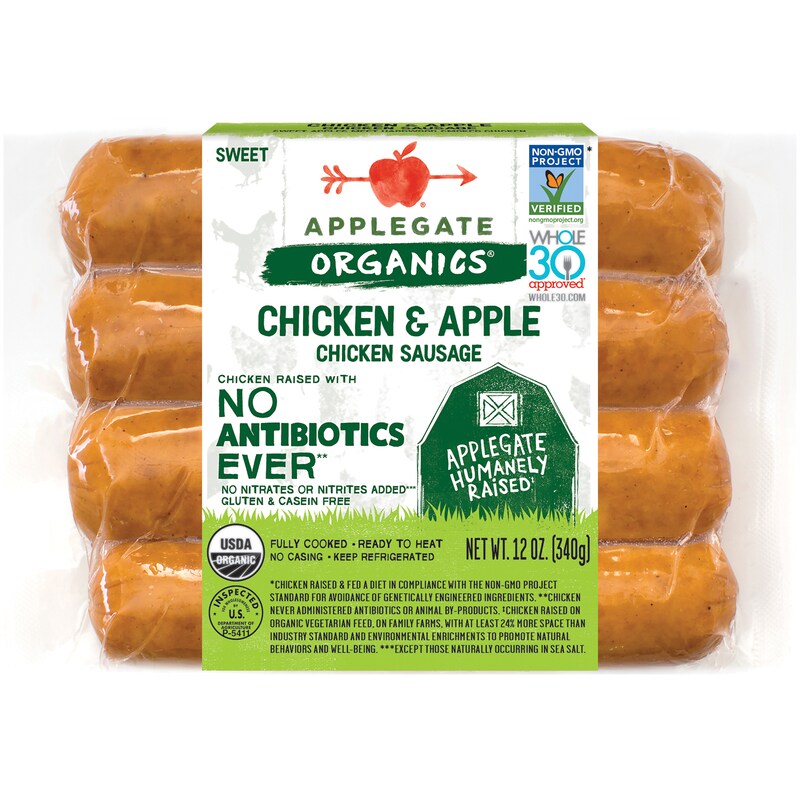 Order Applegate Organic Chicken & Apple Sausage, Fully Cooked | Fast ...
