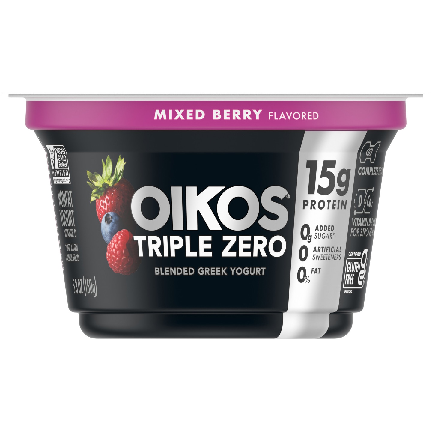 Order Dannon Oikos Triple Zero Greek Nonfat Yogurt, Mixed Berry | Fast Delivery