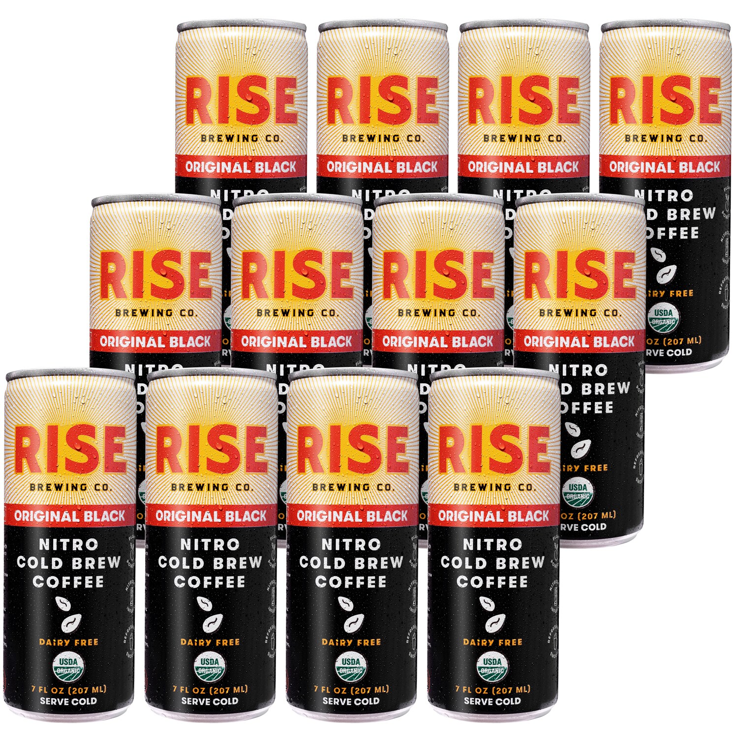 RISE Nitro Cold Brew Coffee, Original Black, 12ct | FreshDirect
