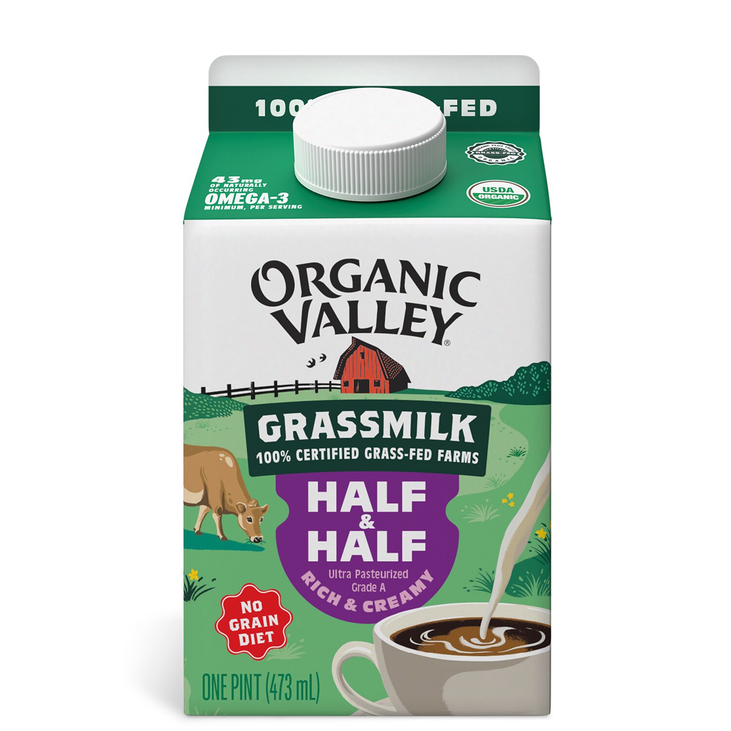 Organic Valley Organic Grassmilk Half & Half, Pint | FreshDirect