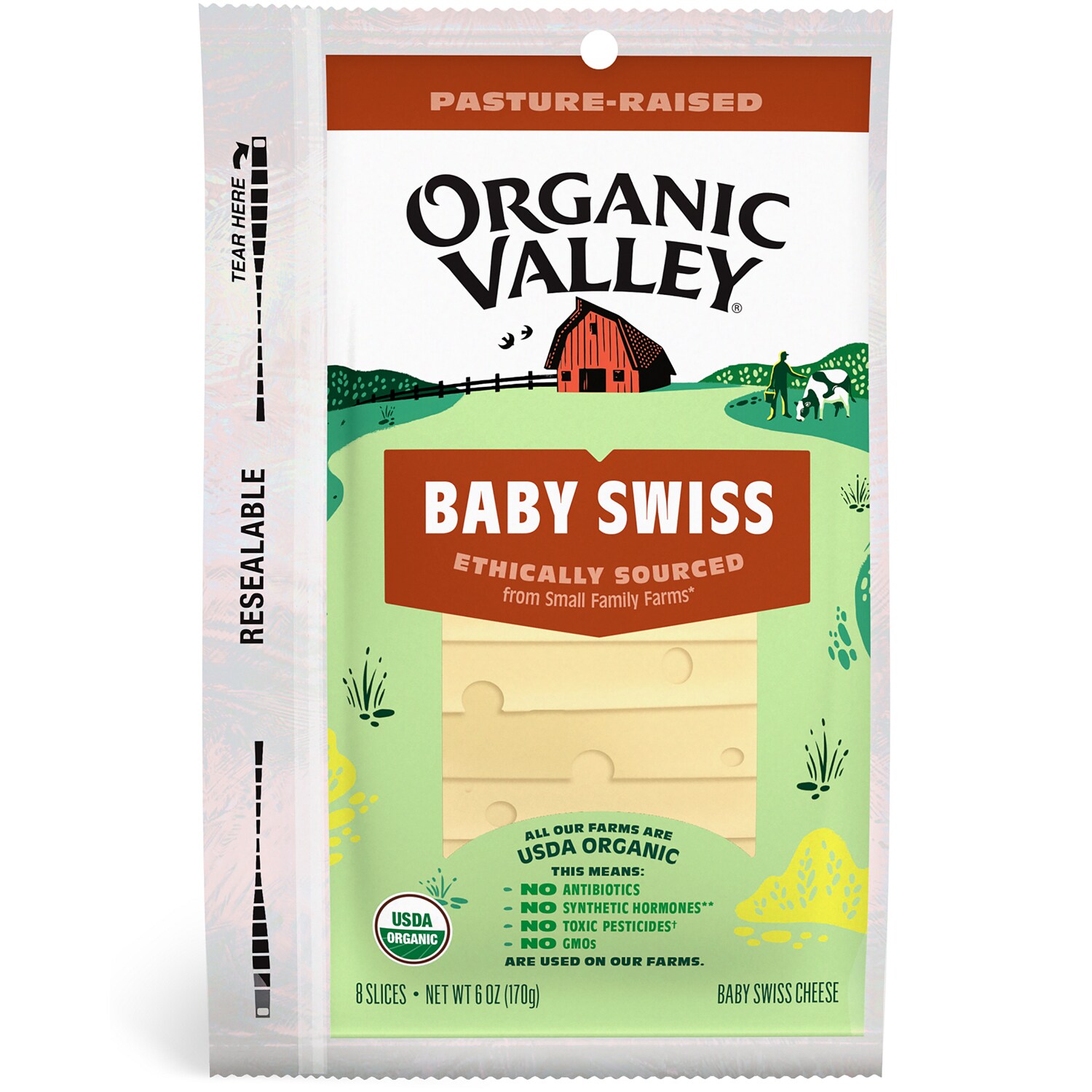 Organic Valley Baby Swiss Cheese Slices | FreshDirect