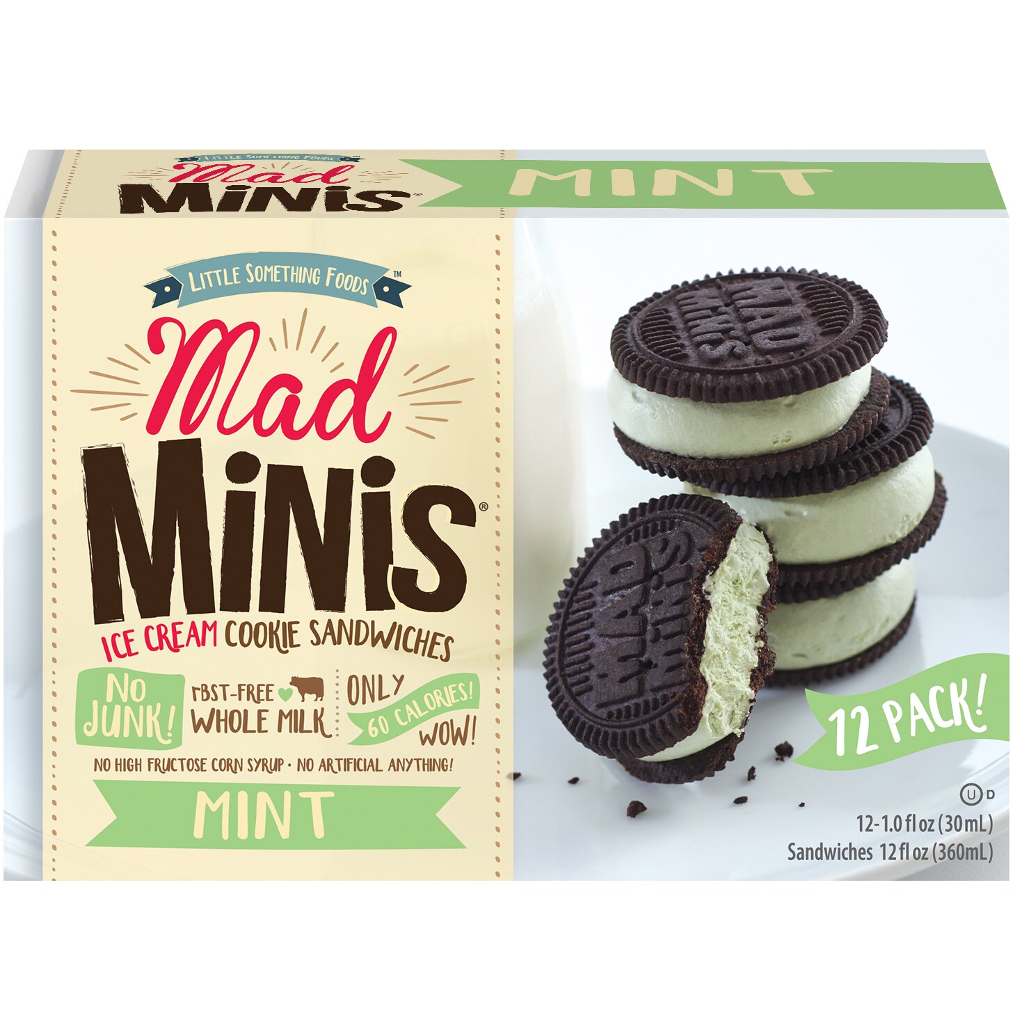 Mad Minis Ice Cream Cookie Sandwiches, Mint | FreshDirect