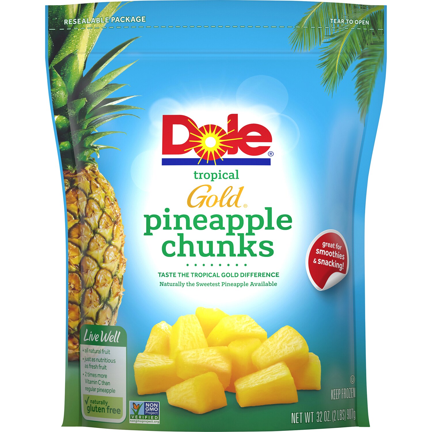 Dole Tropical Gold Pineapple Chunks, Frozen | FreshDirect