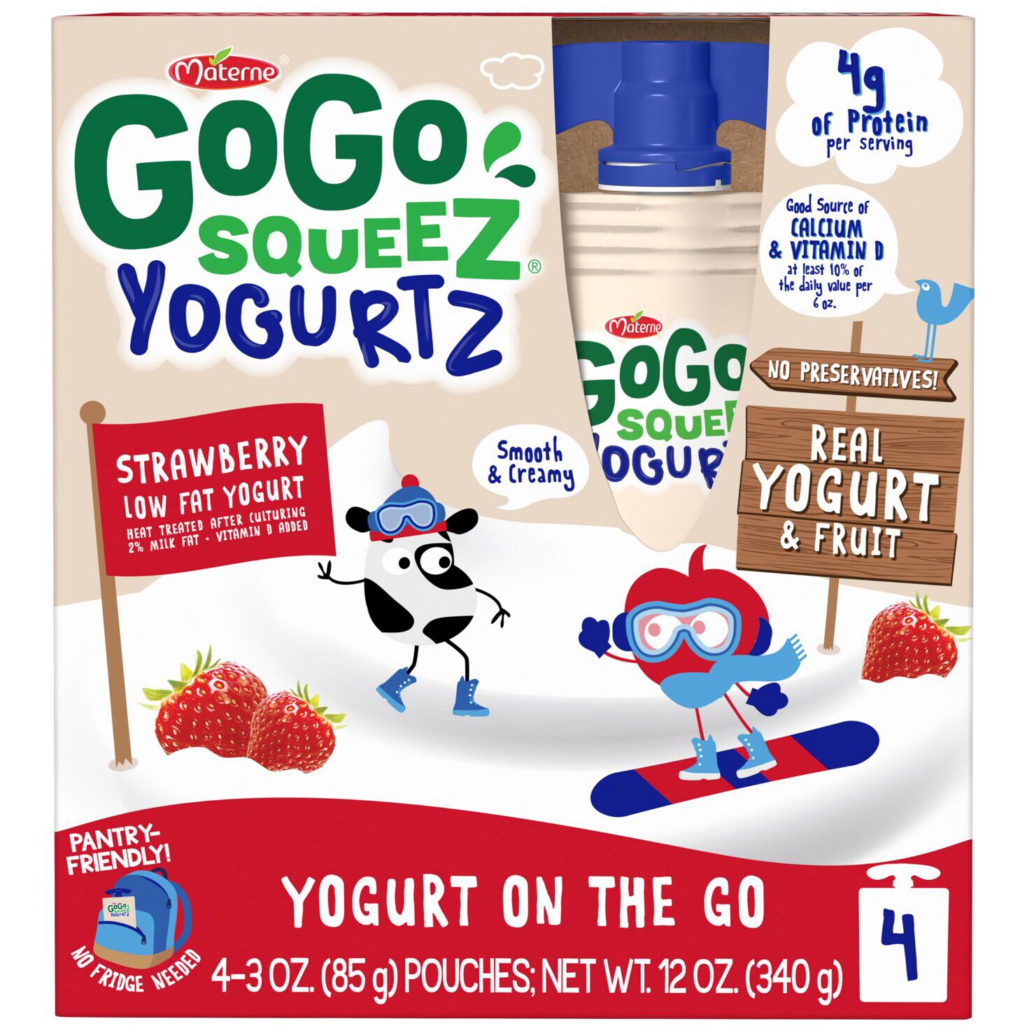 Order GoGo Squeez Yogurtz Low Fat Yogurt On-the-Go, Strawberry | Fast Delivery