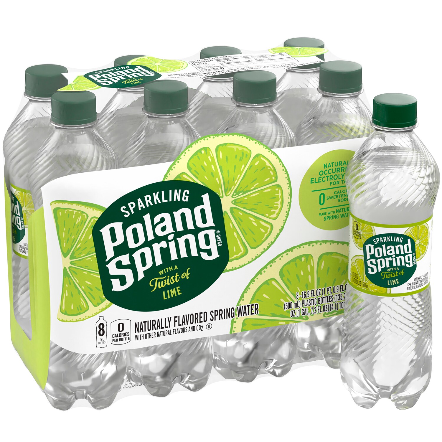 Order Poland Spring Sparkling Natural Spring Water, Zesty Lime, Plastic Bottles | Fast Delivery
