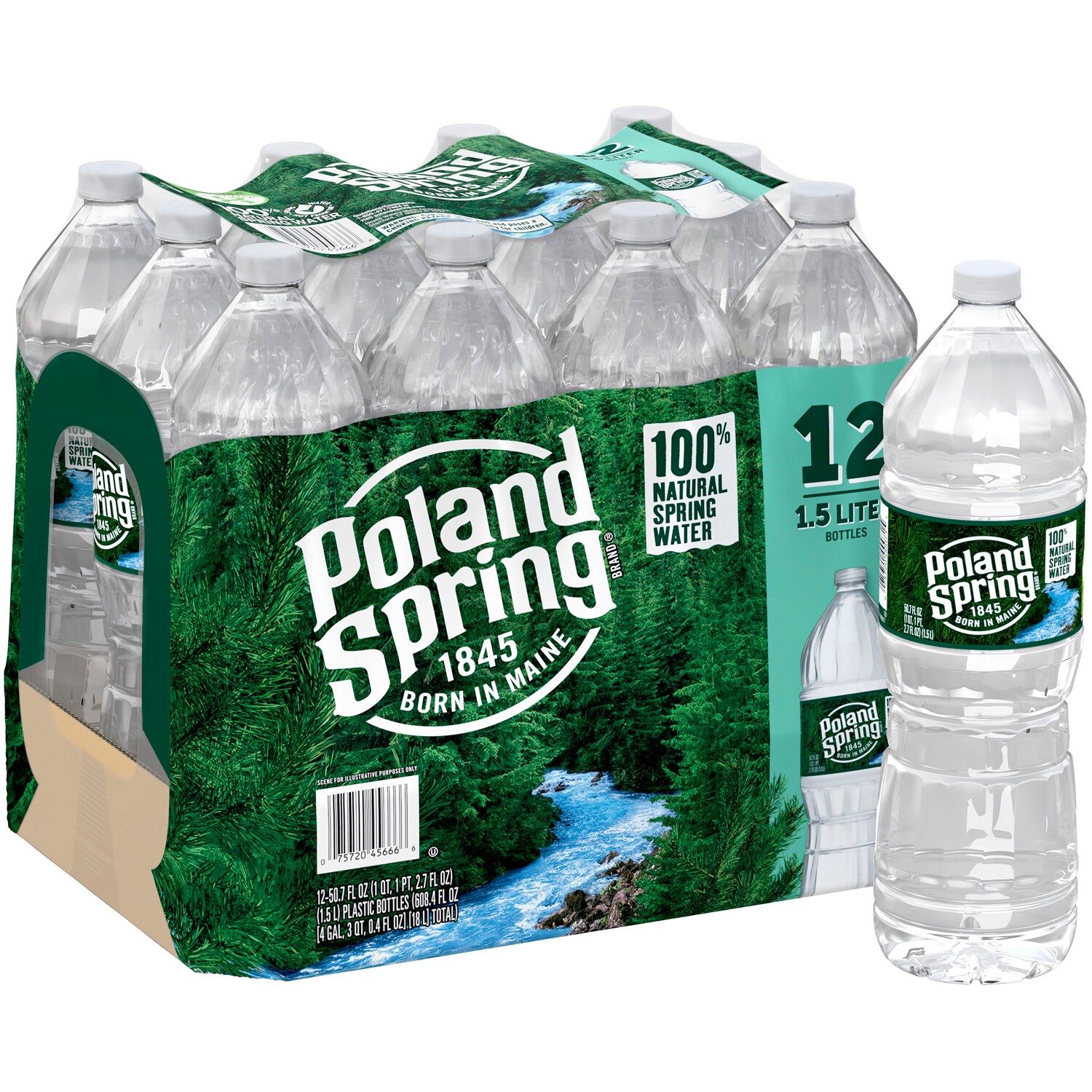 Poland Spring 100% Natural Spring Water 1.5L, 12ct | FreshDirect