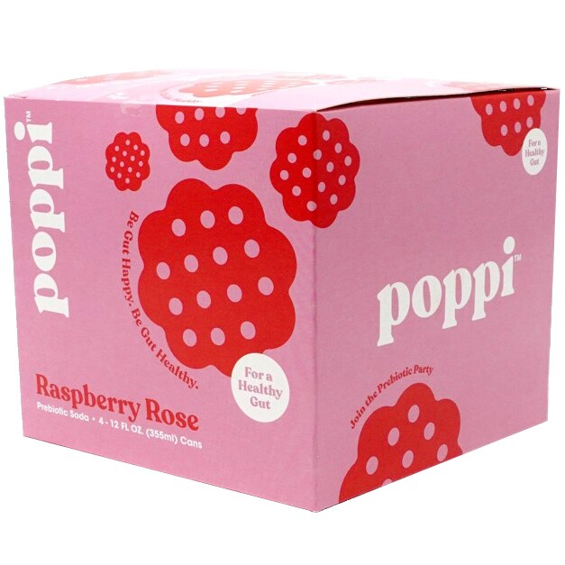 Poppi Prebiotic Soda, Raspberry Rose 4ct | FreshDirect