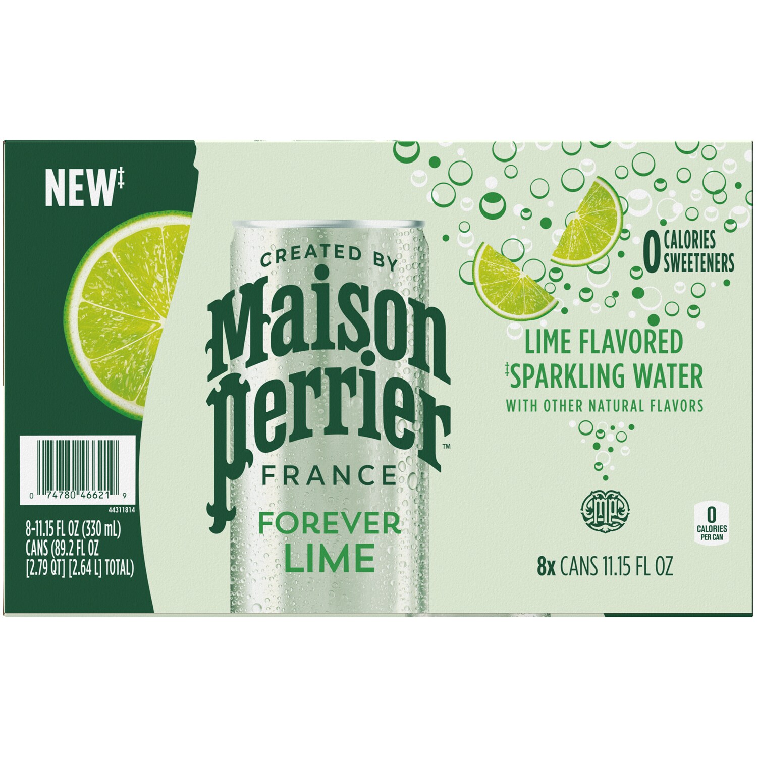 Perrier Sparkling Mineral Water, Lime, Cans 8ct | FreshDirect