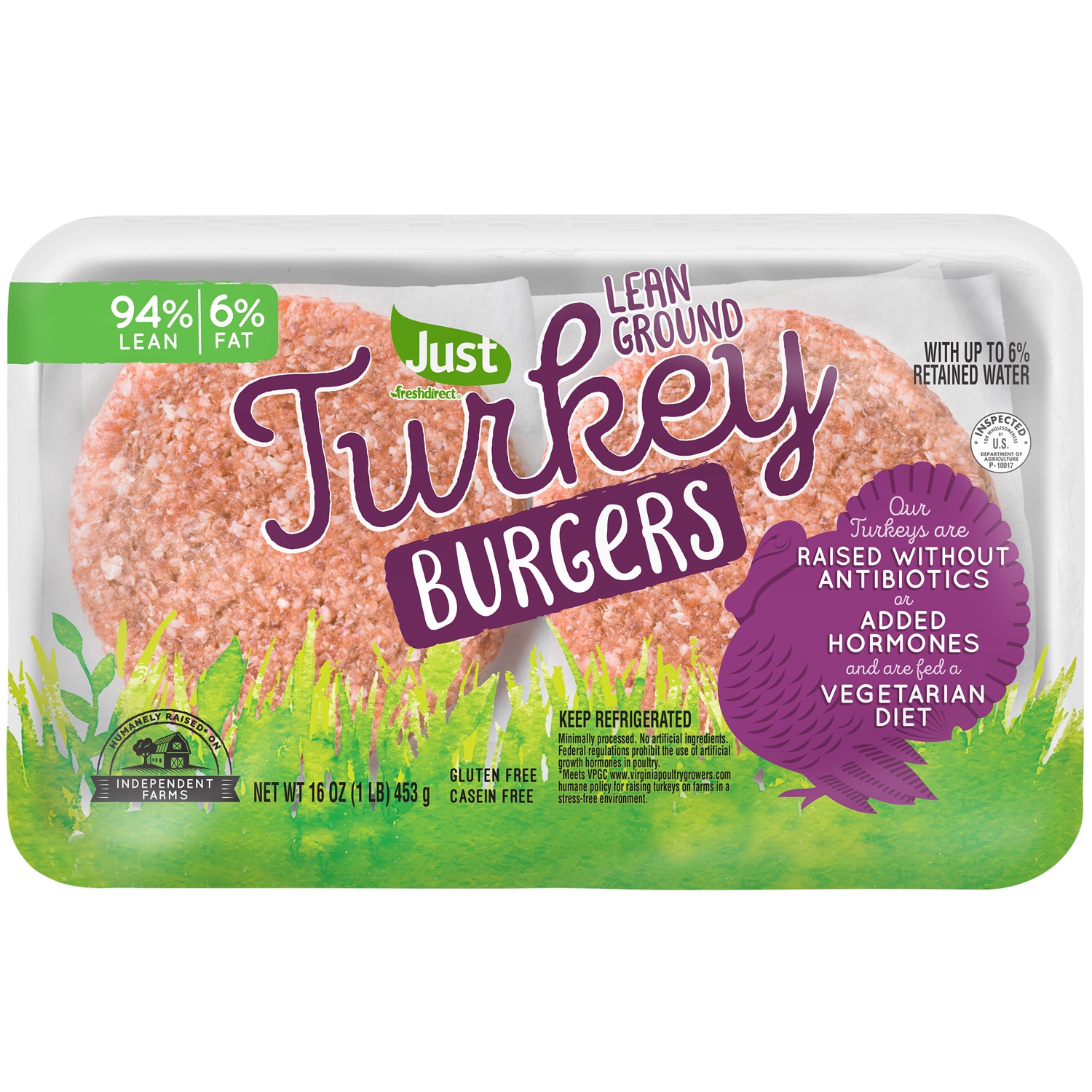 Order Just FreshDirect 94% Lean Ground Turkey Burgers | Fast Delivery