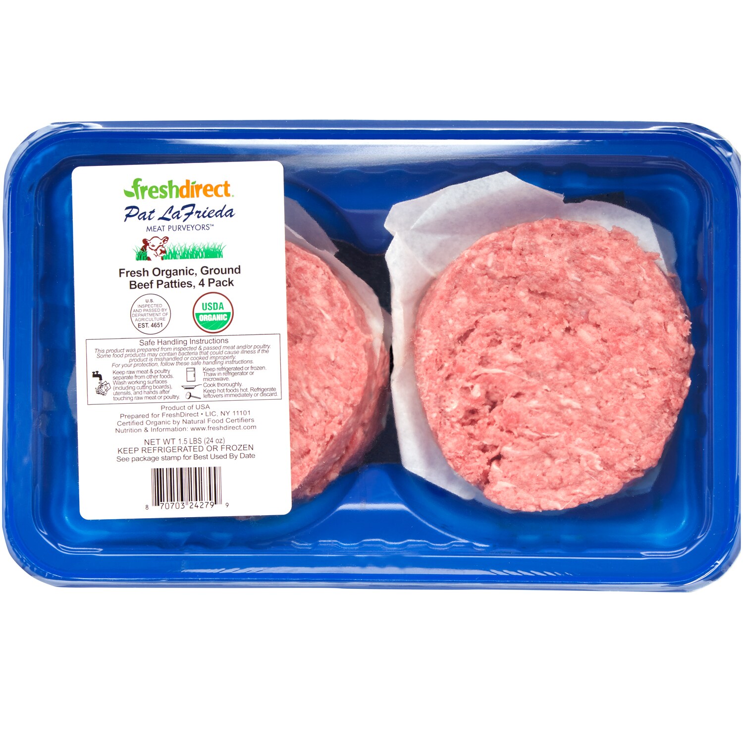 Order FreshDirect Organic Lean Ground Beef Patties, Fresh | Fast Delivery