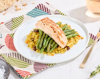 Order FreshDirect Salmon with Olives and Saffron Rice, Single Serving ...